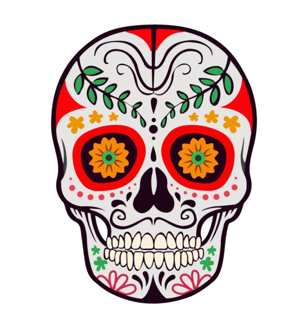 Pallid Floral Eyed la Calavera Face Mask Vector Art - Design Shop by ...