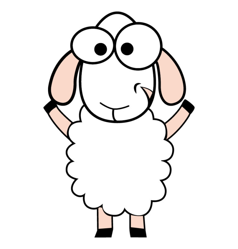 white sheep cartoon - Design Shop by AquaDigitizing