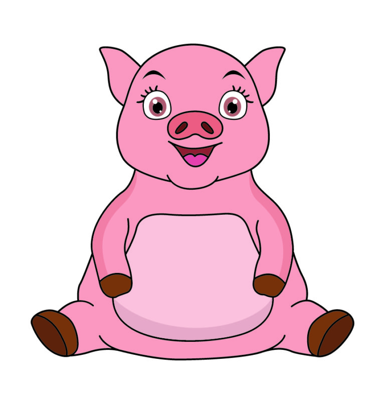 Happy Sitting Pig Vector - Design Shop by AquaDigitizing
