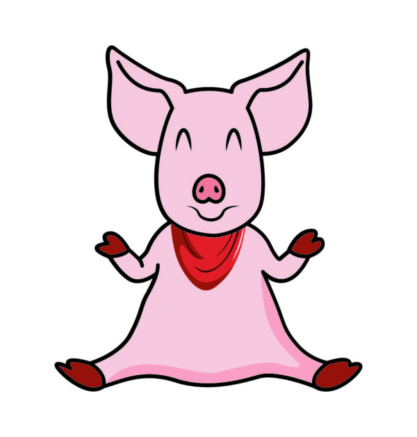 Pig Cartoon With Mufler Design - Design Shop by AquaDigitizing