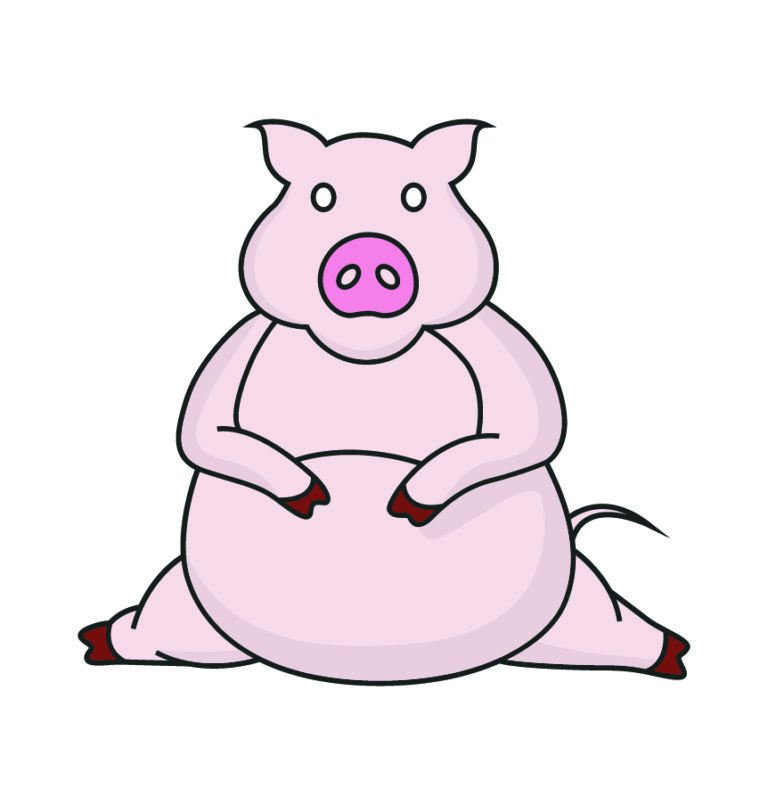 Poster Fat Pig Cartoon - Design Shop by AquaDigitizing