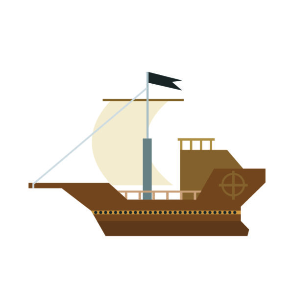 Ship Vector Design In Brown Color - Design Shop by AquaDigitizing