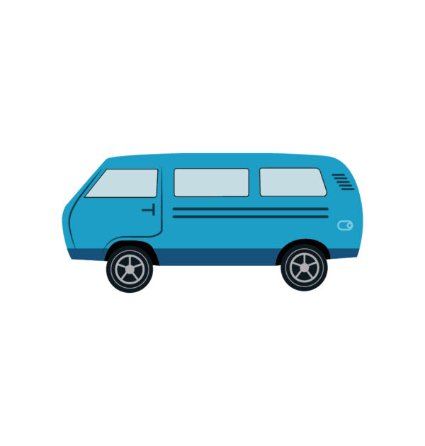 Van Vector In Blue Color - Design Shop by AquaDigitizing