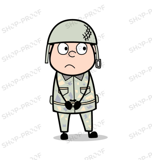 Cute Army Sad Boy Cartoon Vector - Design Shop by AquaDigitizing