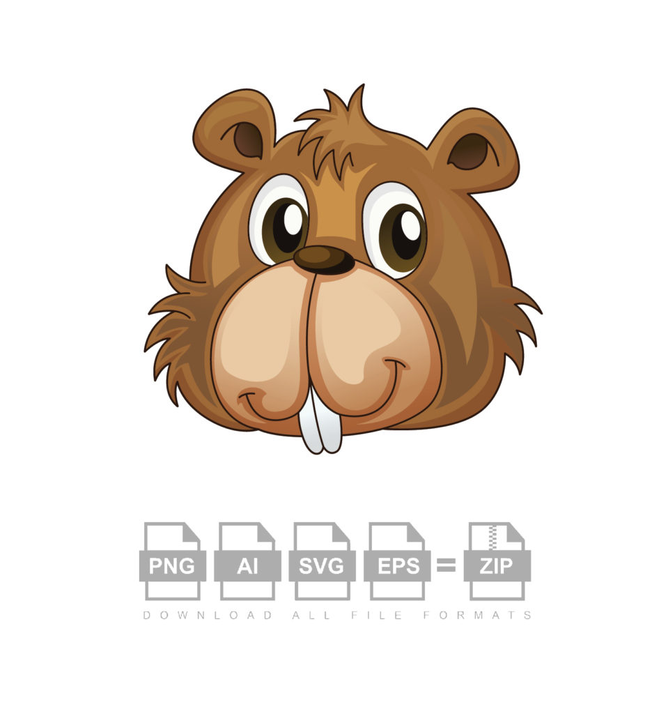 Beaver Cartoon Face Character Vector - Design Shop by AquaDigitizing