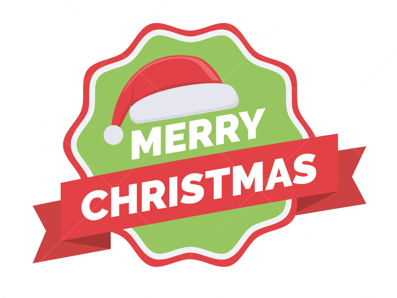 Merry Christmas Ribbon Badge Vector - Design Shop by AquaDigitizing
