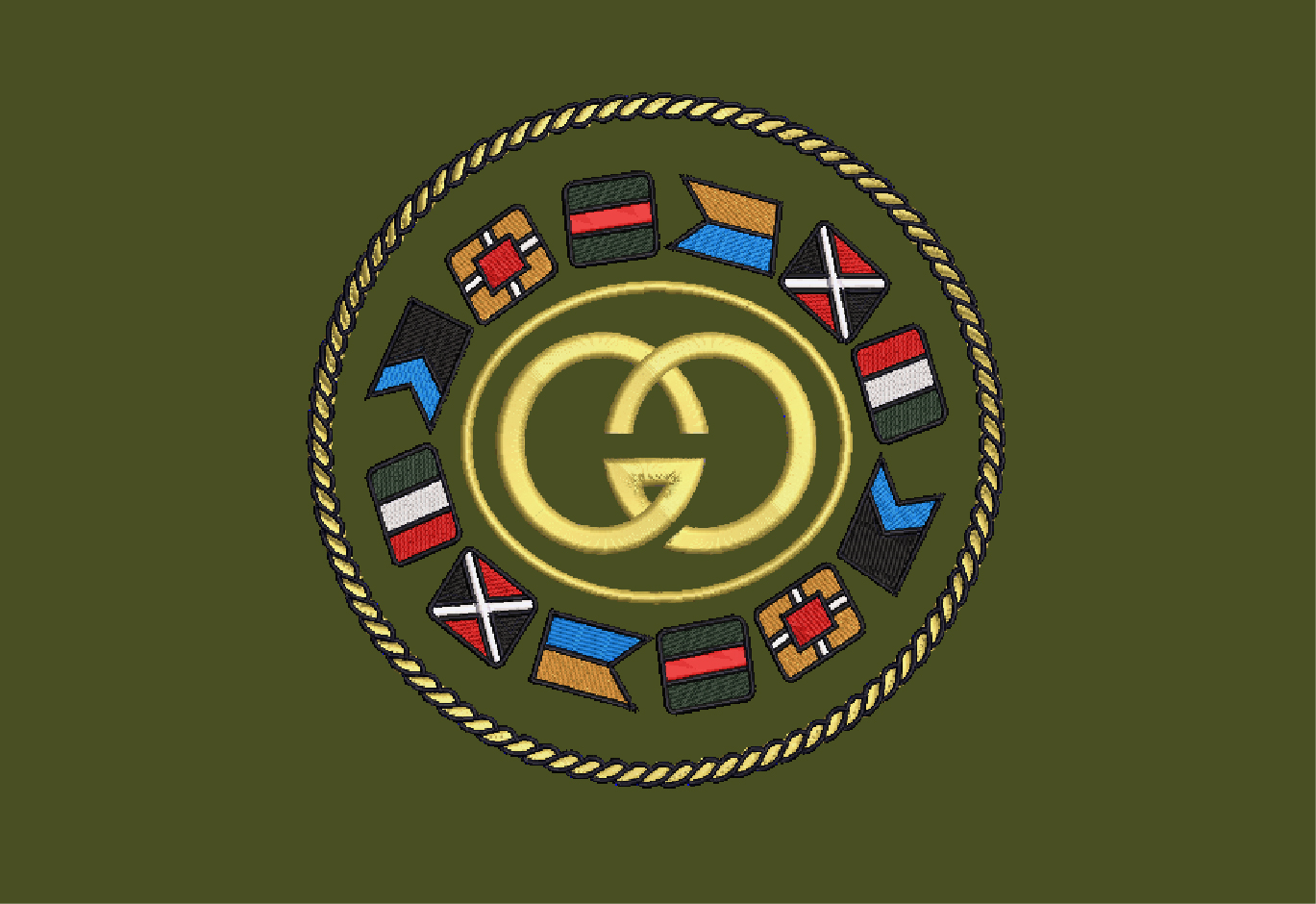 GUCCI FLAG OVAL EMBROIDERY DESIGN FLAG CIRCLE EMBROIDERY DESIGN FLAG ...
