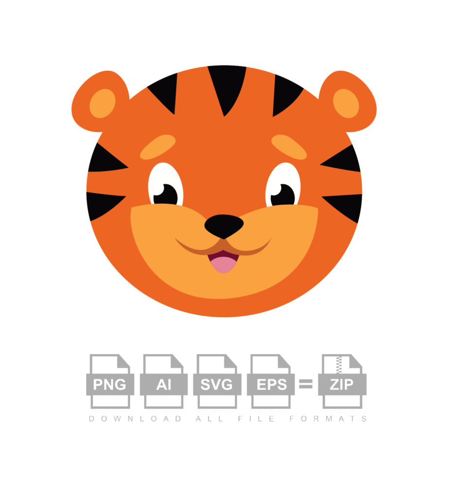 Funny Face Tiger Vector - Design Shop by AquaDigitizing