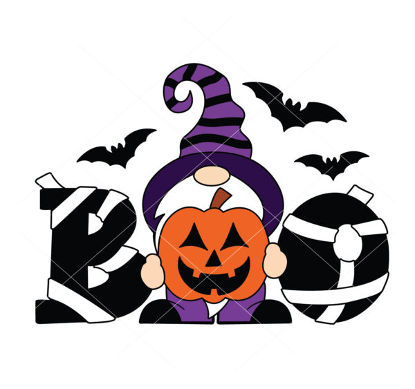Cute Halloween Gnome Vector Boo Vector Cut File Cricut Vector - Design ...