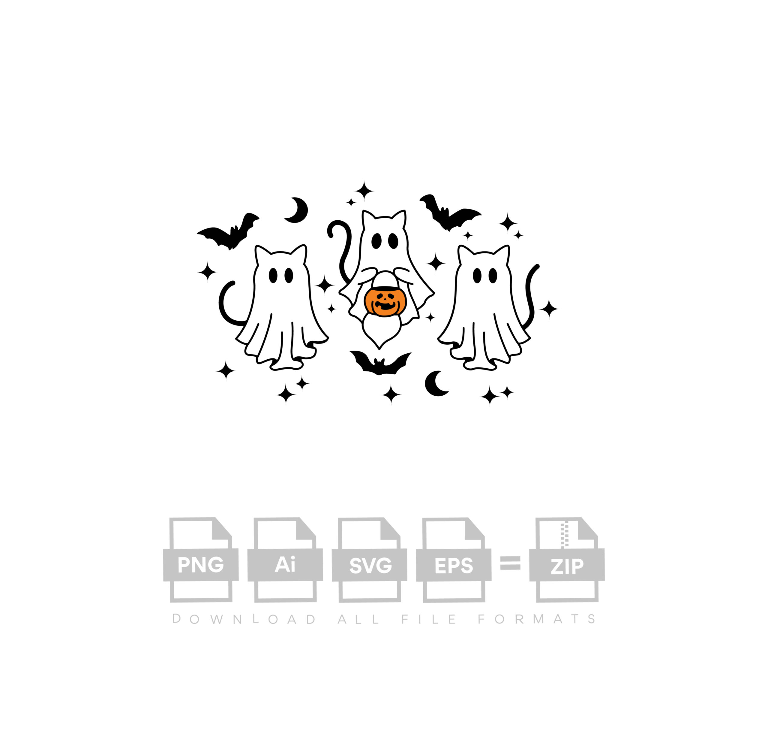 Ghost Cat Halloween Vector - Design Shop by AquaDigitizing