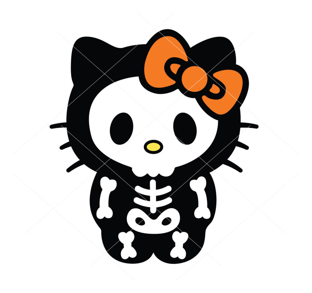 Hello Kitty Skeleton Black Halloween Cut File Cricut Vector - Design ...
