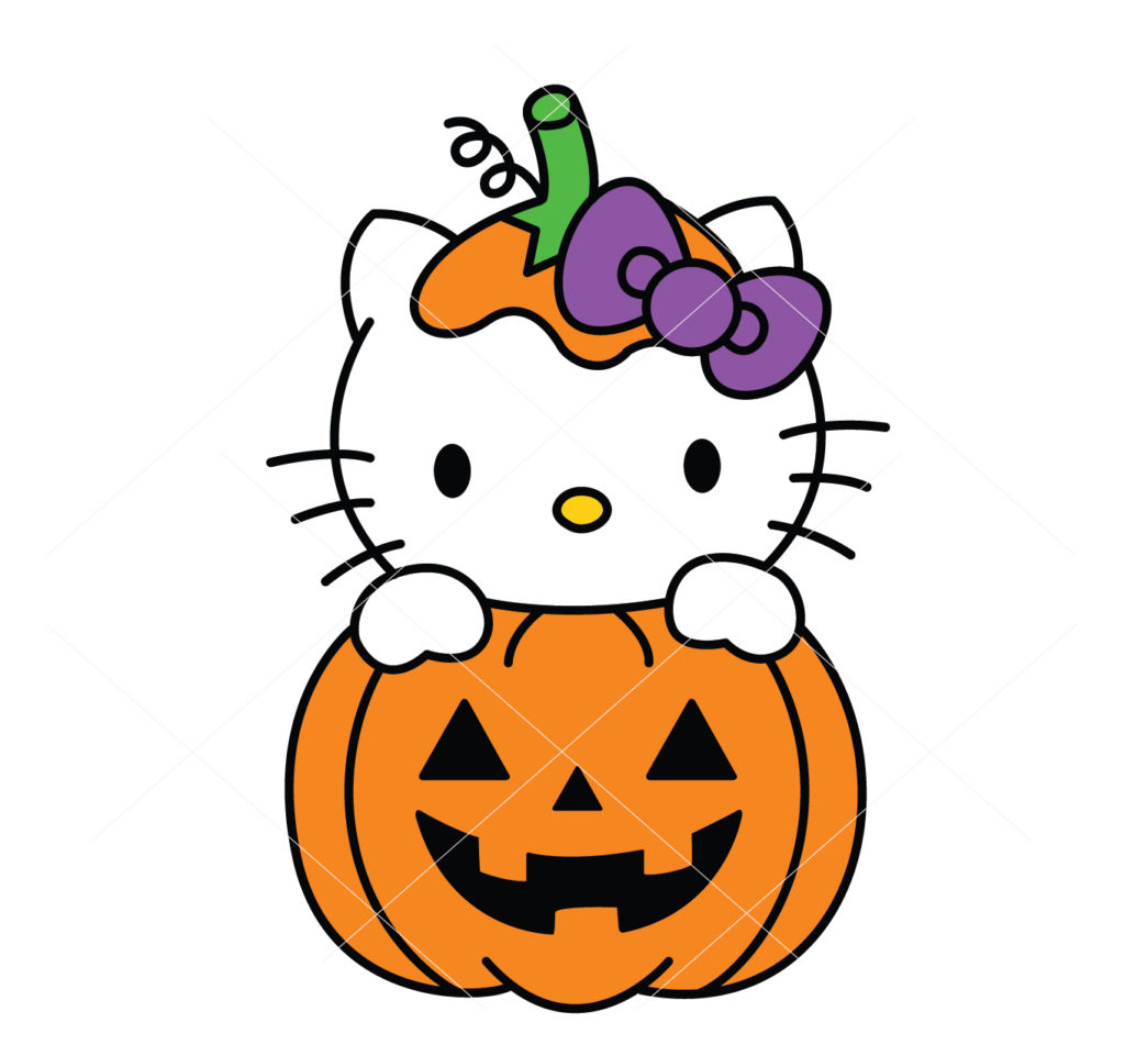 Hello Kitty With Pumpkin Vector Halloween Vector - Design Shop by ...