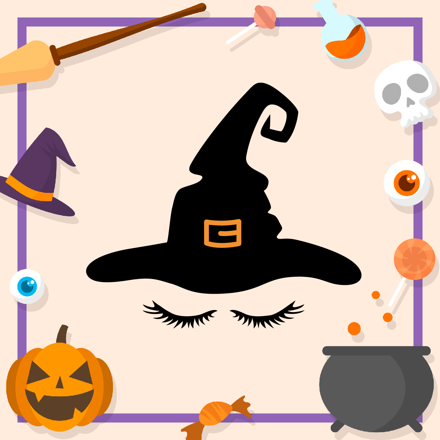 Witch Face Halloween Vector - Design Shop by AquaDigitizing