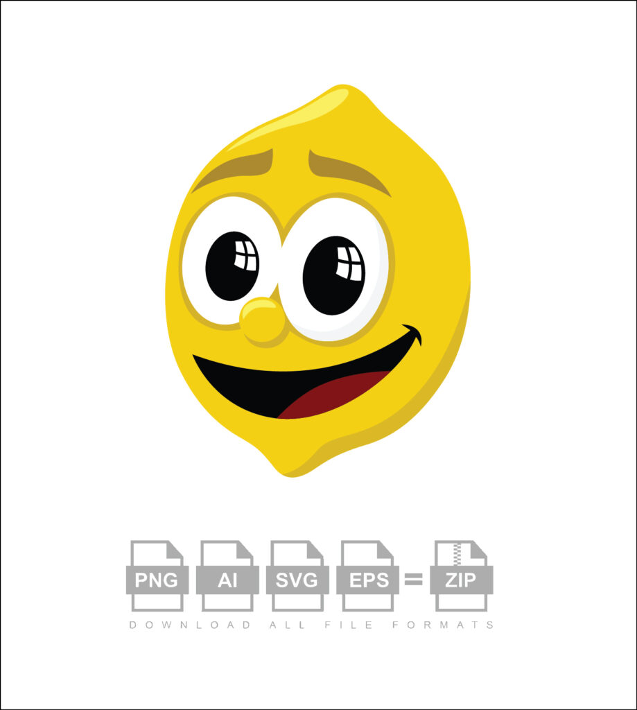 Happy Cute Smiling Lemon Fruit Vector - Design Shop by AquaDigitizing