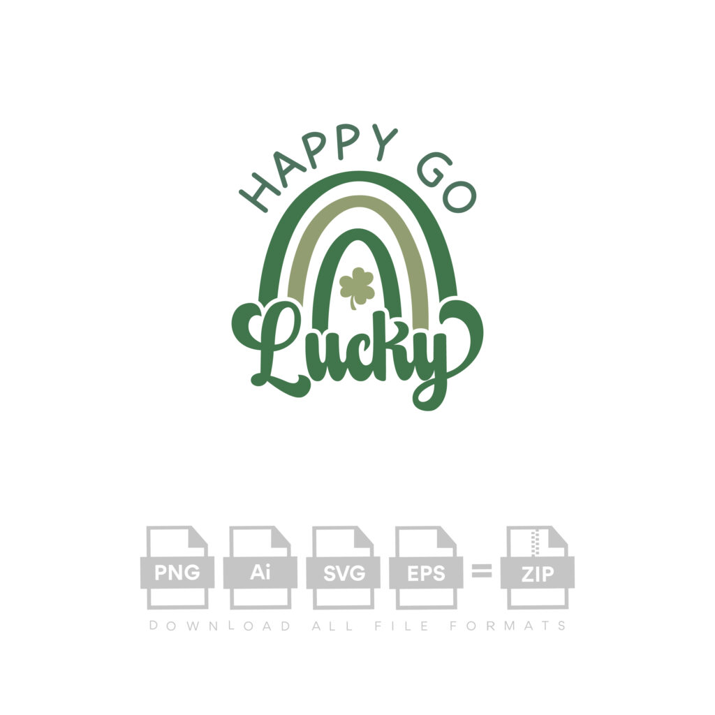 Happy Go Lucky Vector Rainbow Vector - Design Shop by AquaDigitizing