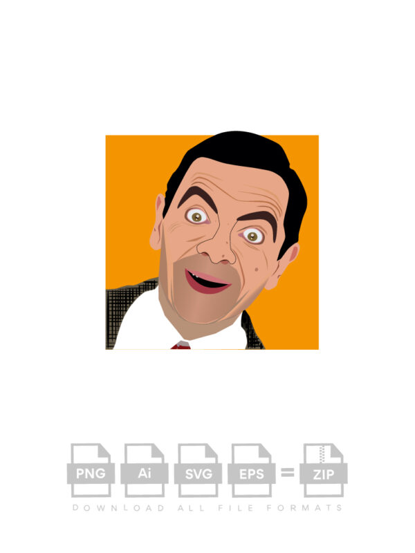 Happy Mr Bean Cartoon Vector - Design Shop by AquaDigitizing