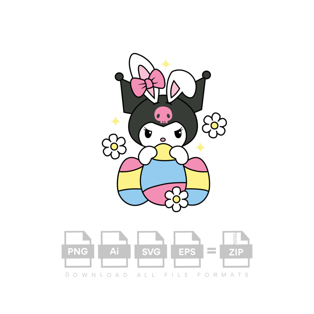 Kuromi Bunny Vector Easter Egg Vector - Design Shop by AquaDigitizing