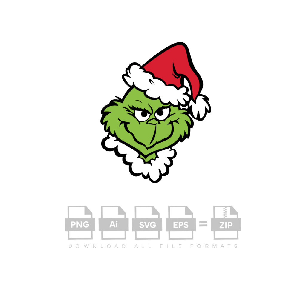 Grinch Face Vector Christmas Vector - Design Shop by AquaDigitizing