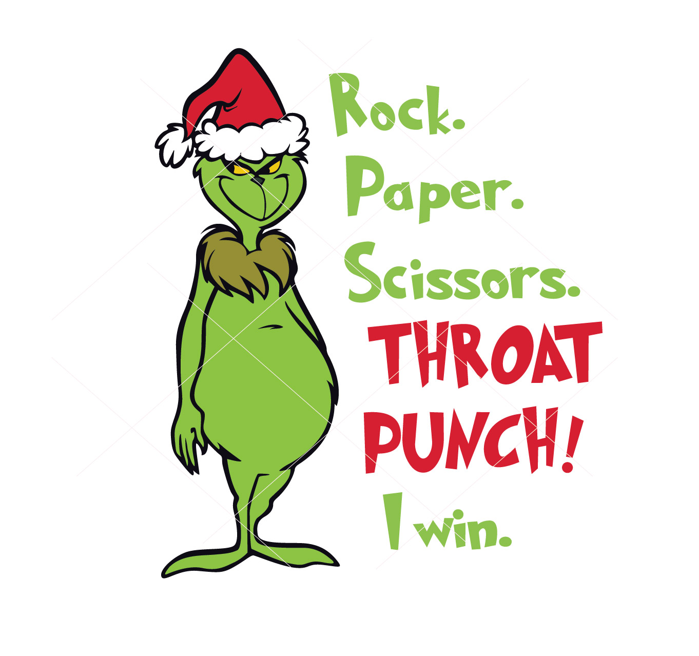 Grinch Rock Paper Scissors Throat Punch Vector Christmas Vector ...