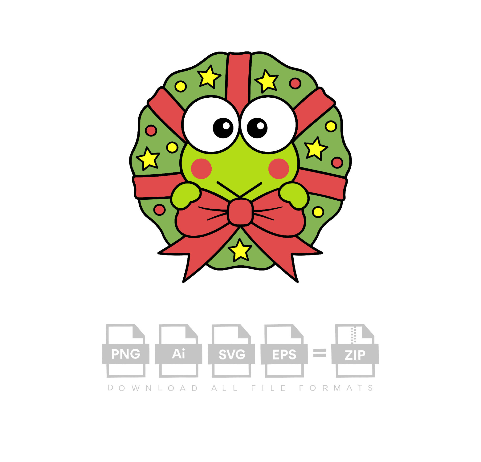 Keroppi Christmas Wreath Vector - Design Shop by AquaDigitizing
