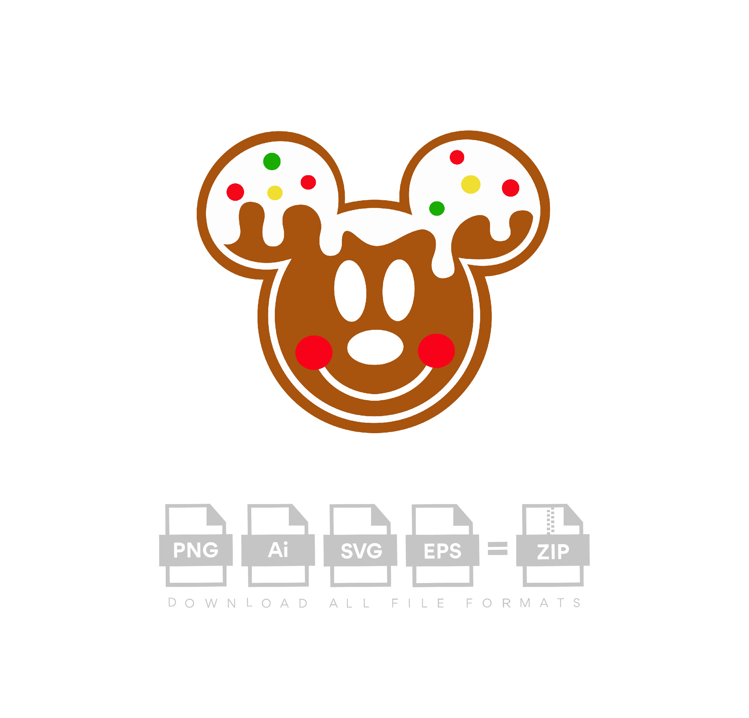 Mickey Mouse Gingerbread Vector Christmas Vector Cut File Cricut Vector ...