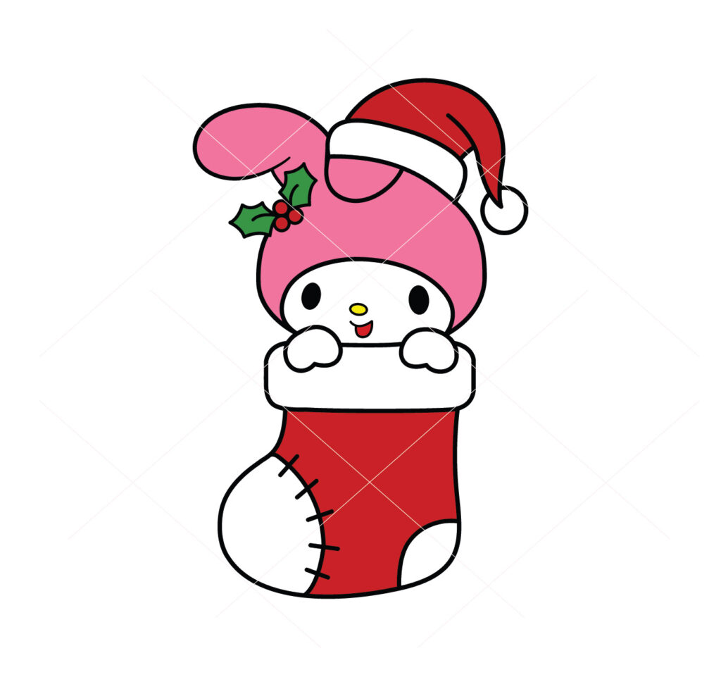 My Melody Stocking Christmas Vector - Design Shop by AquaDigitizing
