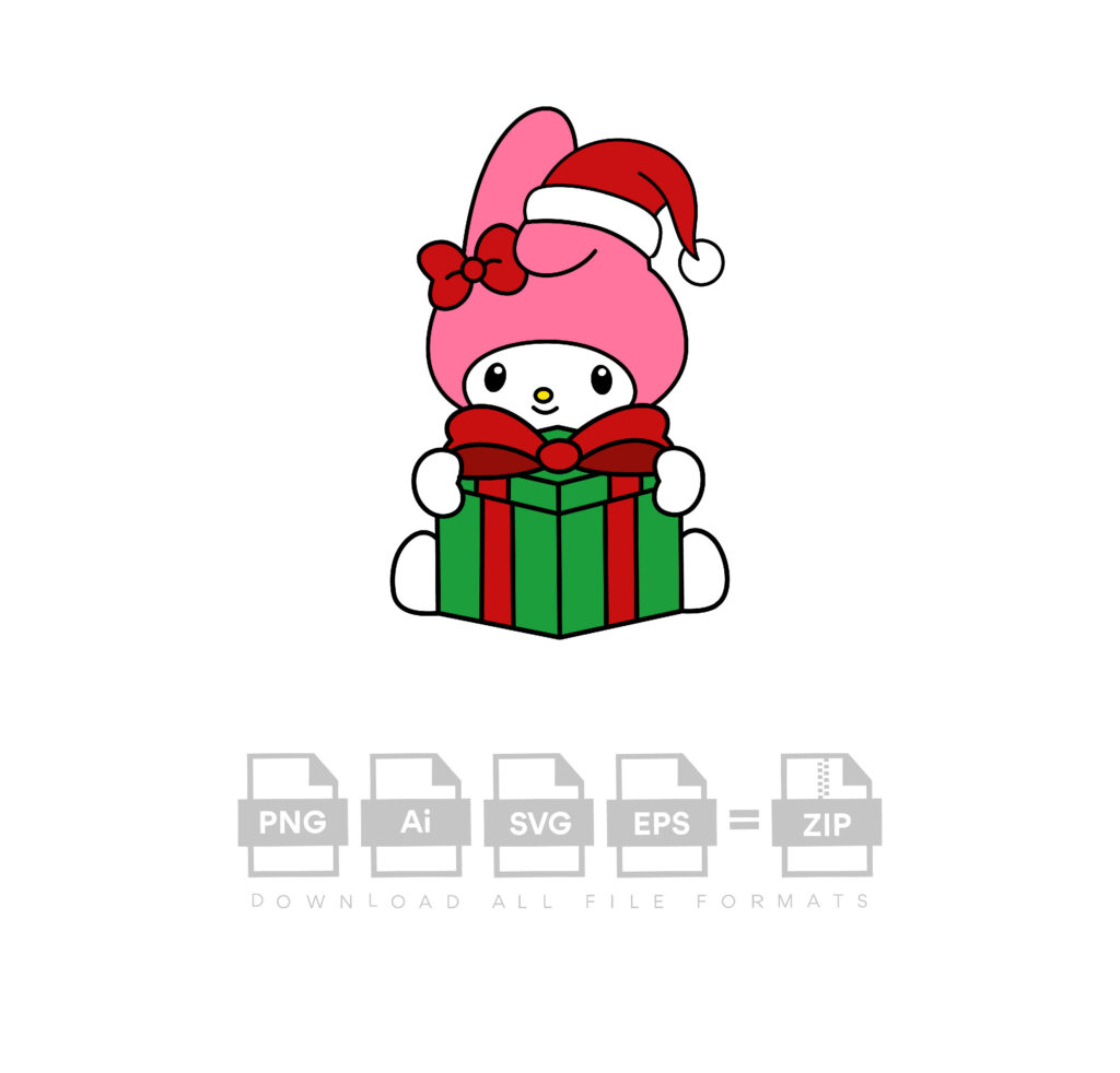 My Melody With Christmas Gift Vector - Design Shop by AquaDigitizing