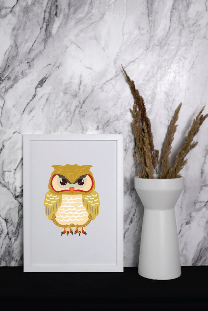 Owl Confused Cartoon Vector - Design Shop by AquaDigitizing