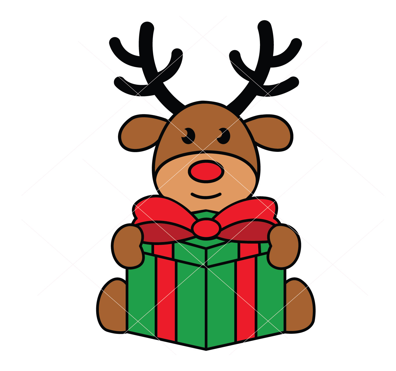 Reindeer With Christmas Gift HR Vector - Design Shop by AquaDigitizing