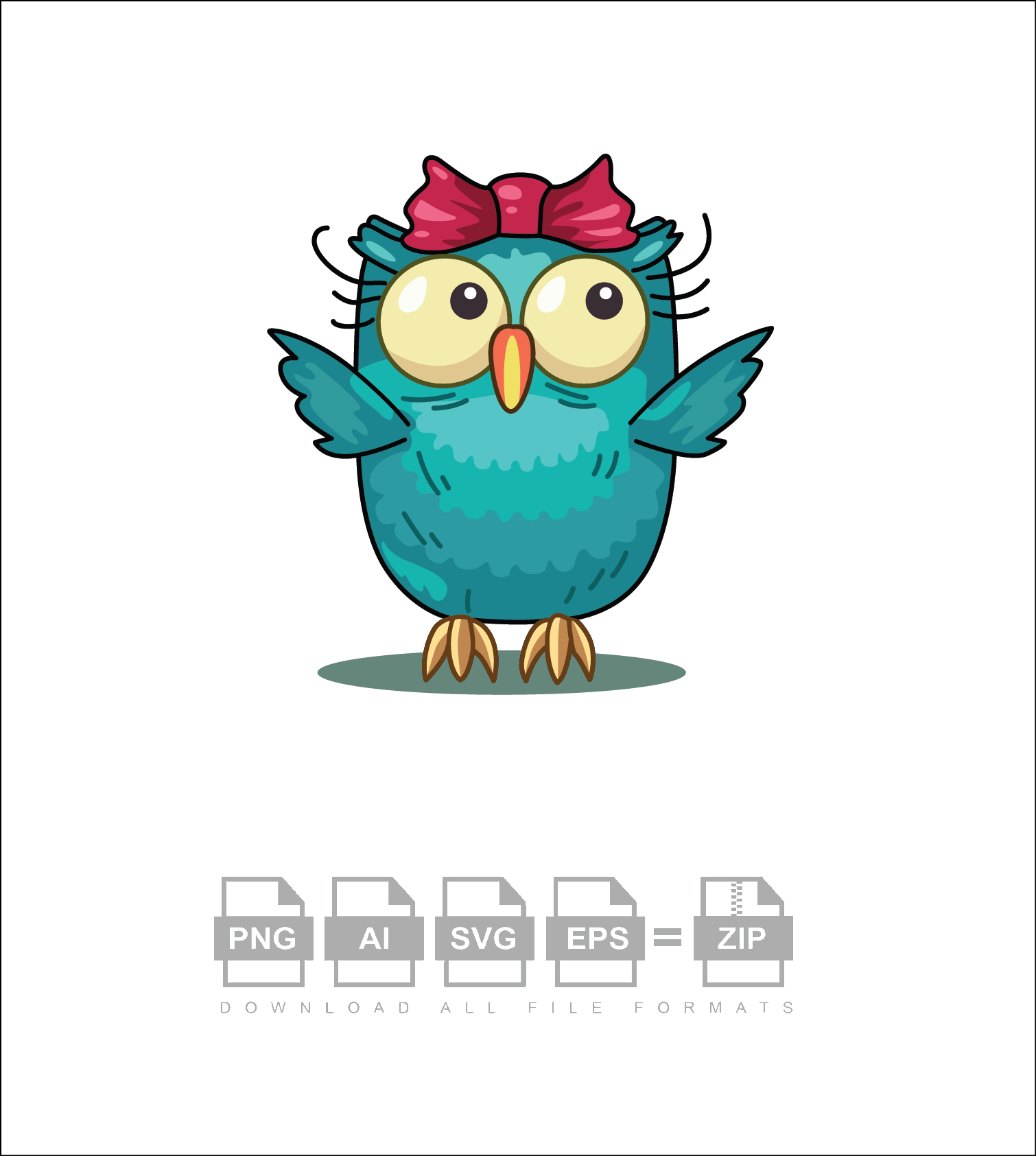 Ribbon Owl Vector - Design Shop by AquaDigitizing