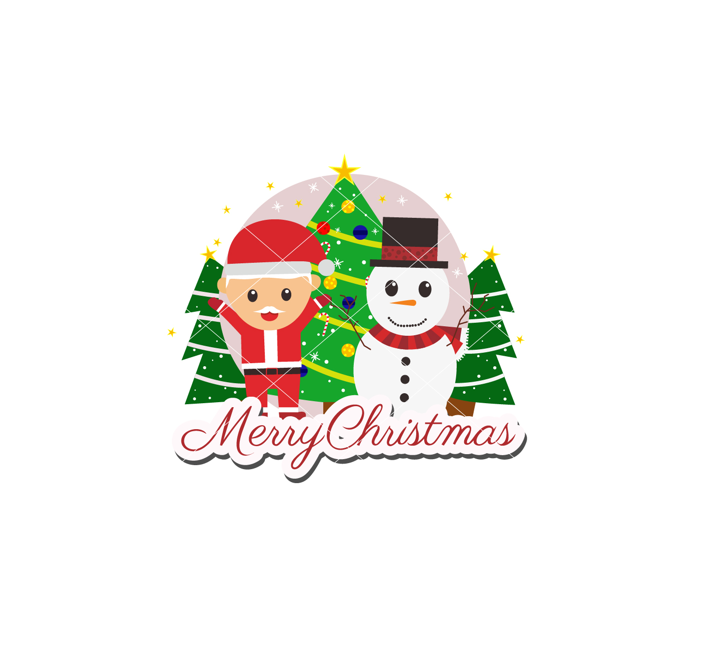 Merry Christmas Santa Snowman Tree Moon Design Vector - Design Shop by ...